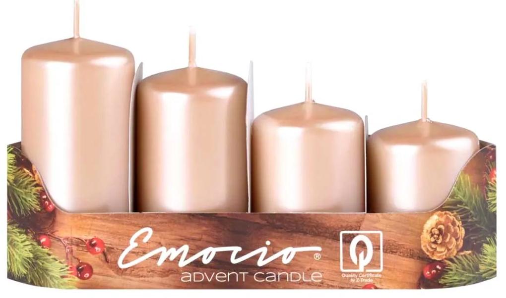 Emocio Adventní svíčky, béžové metalické 40 mm