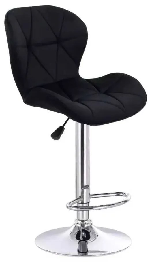 LuxuryForm DESIGN Barová židle LIVIO VELUR na stříbrné kulaté podstavě - černá
