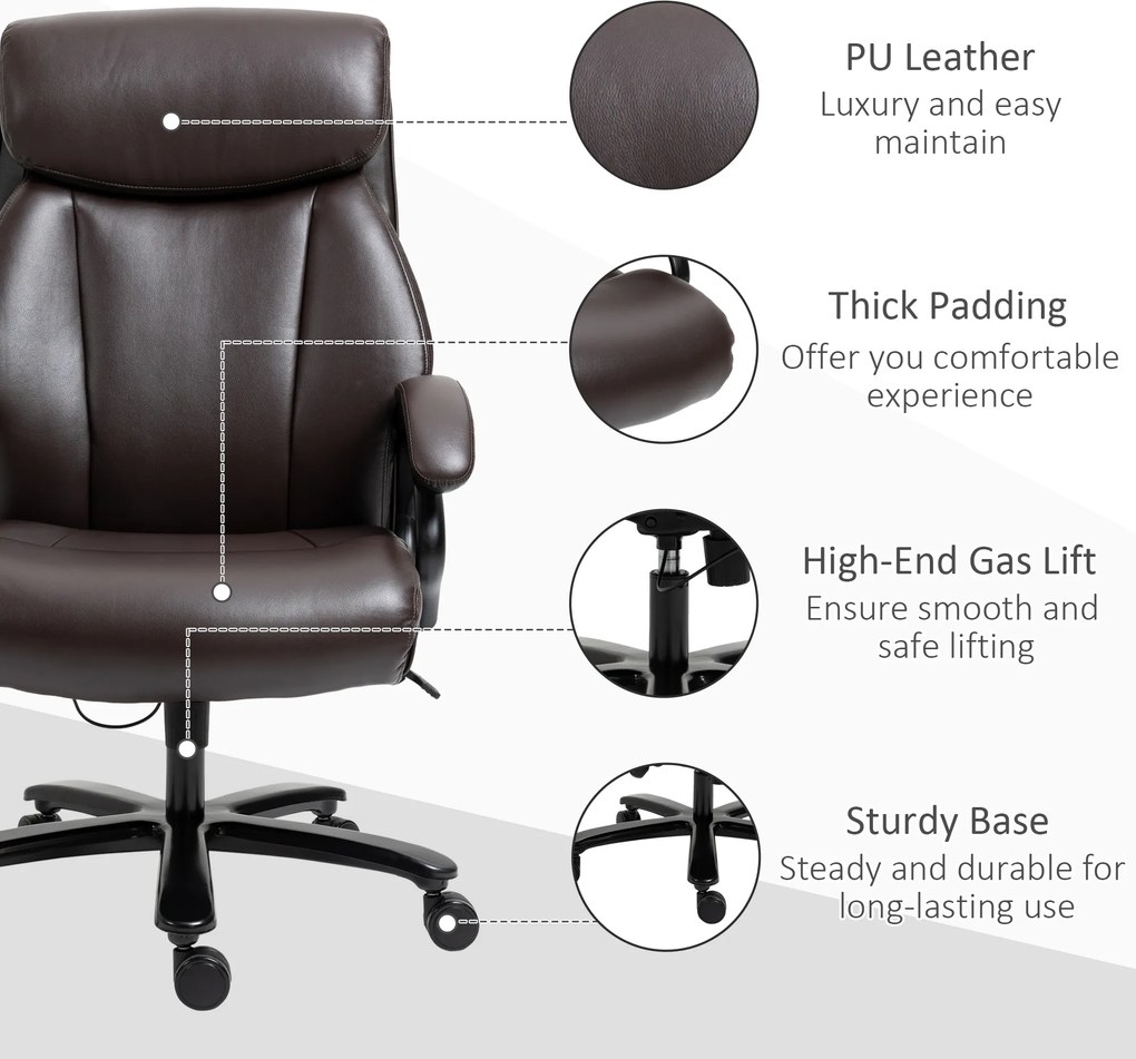 Kancelářská židle Vinsetto manažerská židle herní židle ergonomicky výškově nastavitelná s funkcí houpání, silné čalounění s nosností až 180 kg |