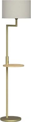 HOMCOM moderní stojací lampa s policí, lněné stínidlo, řetízkové spouštění a USB připojení Ø40x170 cm pro obývací pokoj, zlatá