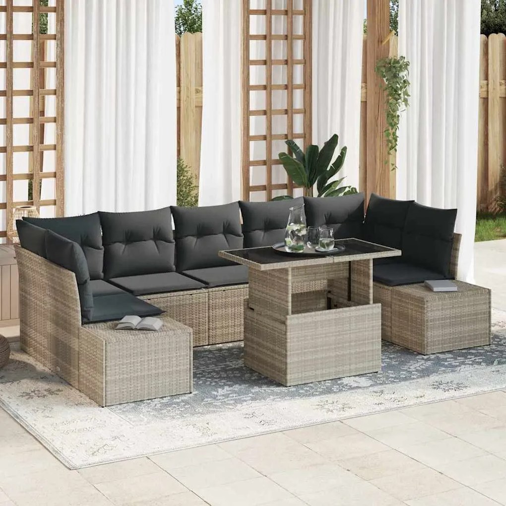 Set pohovek 8 ks Světle šedá polyratan 3349138