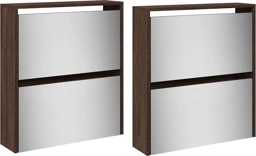 Botník se zrcadlem 4patrový hnědý dub 63 x 17 x 134 cm 3228279