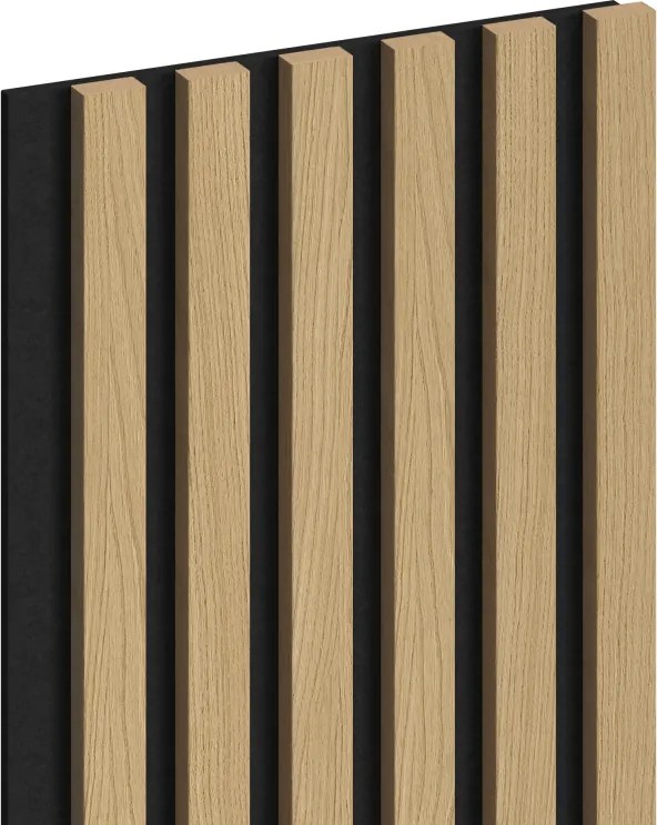 Mexen Lam-F, akustické stěnové lamely 275 × 30 cm, plstěný podklad 8 mm, technická dýha, dub zlatavý, S105-275307-3015-003