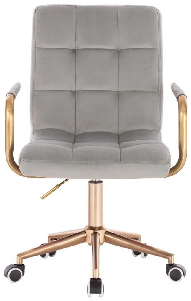 LuxuryForm DESIGN Otočná židle VERONA GOLD VELUR na zlaté podstavě s kolečky - světle šedá