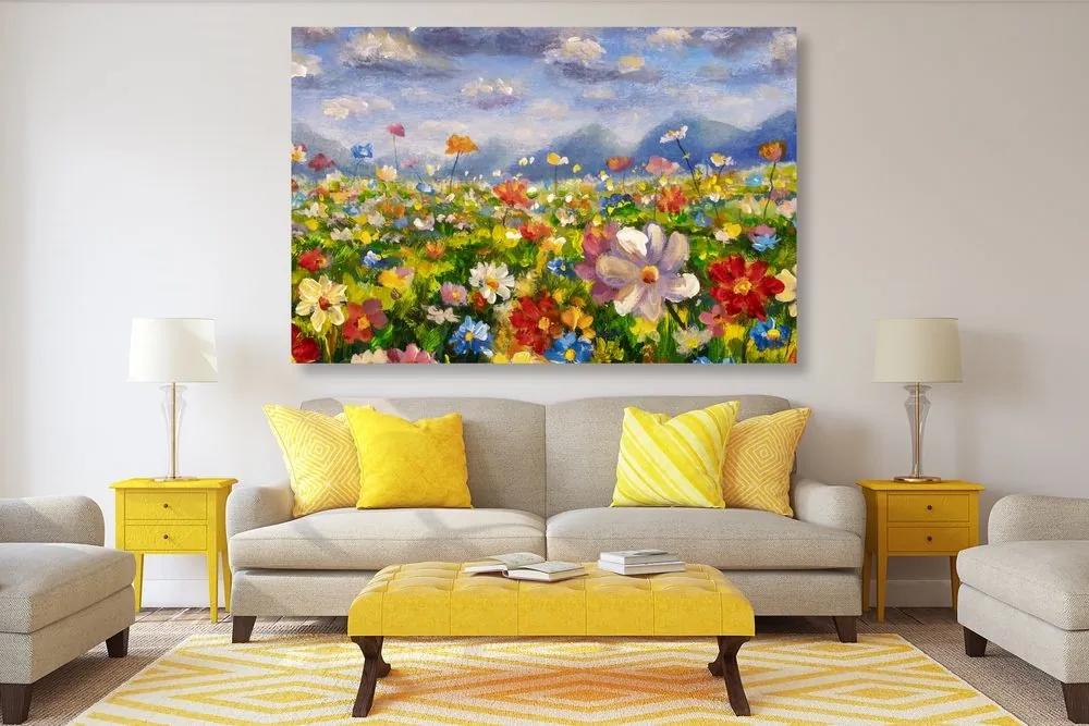 Obraz olejomalba divoké květiny - 90x60 cm