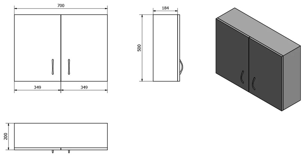 Aqualine KERAMIA FRESH horní skříňka 70x50x20cm, bílá - 52362