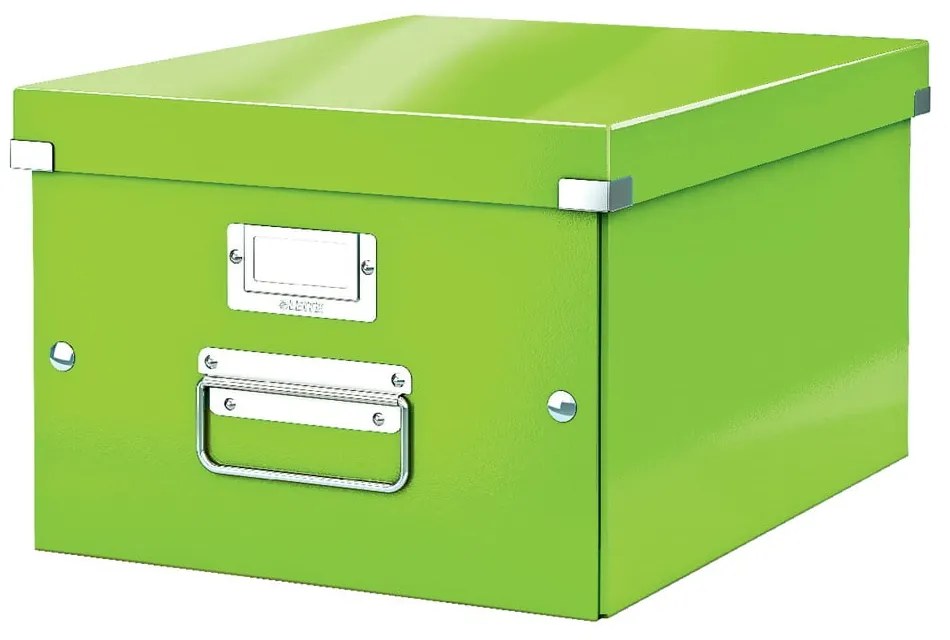 Zelený kartonový úložný box s víkem 28x37x20 cm Click&amp;Store – Leitz
