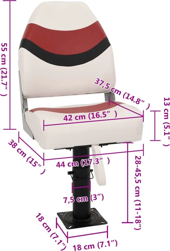 vidaXL 4dílné skládací sedadlo do člunu s vysokým opěradlem [3284324] Barva: Červeno-černá