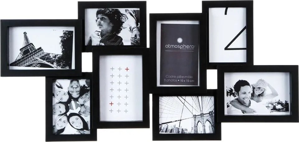 Rámeček pro 8 fotek, fotorámeček, rámeček na fotky  barva černá
