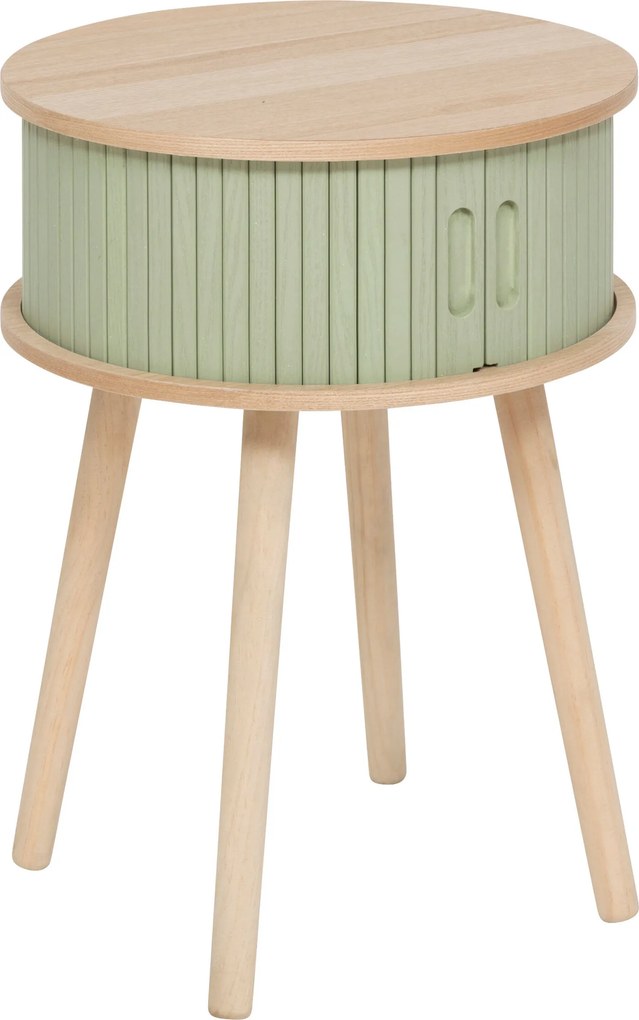 Noční stolek NYSOS se 2 dvířky, Ø 40 cm, zelený