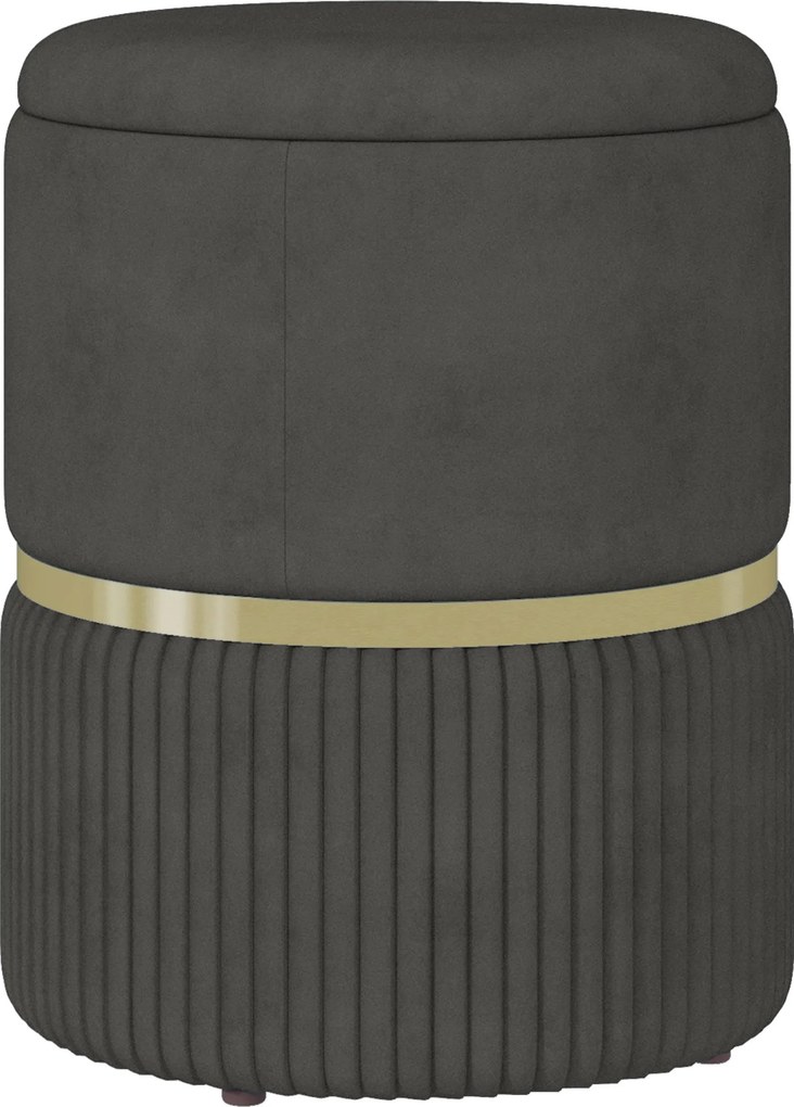 HOMCOM Pouf, otoman a úložný prostor, sametové manšestr, moderní design, 36 x 44 cm, do obývacího pokoje, ložnice, šedý