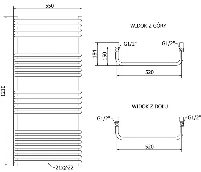 Mexen Apollo, elektrické topné těleso 1210x550 mm + topná tyč 600 W, černá, W117-1210-550-2600-70
