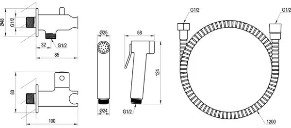 Ravak X070166 - Ruční bidetová sprška pro podomítkovou instalaci lesklý chrom