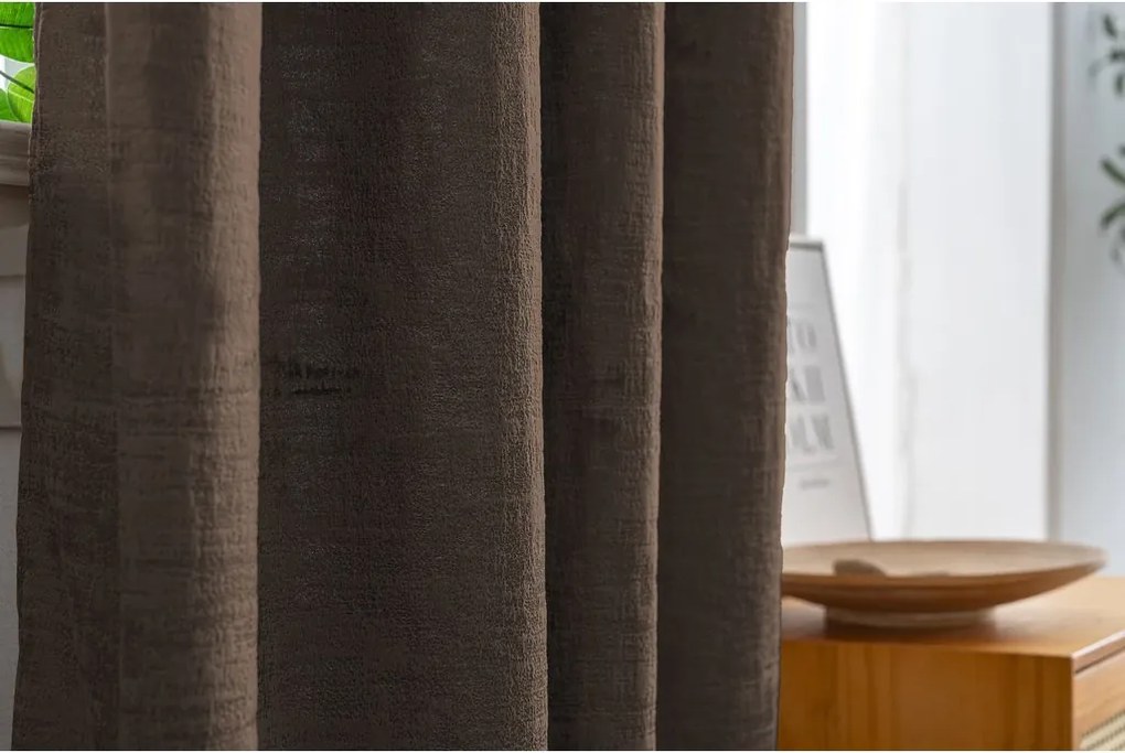 Zatemňovací závěs LOOM VELVET 140x250 cm, hnědý Zavěšení: Kovové kroužky