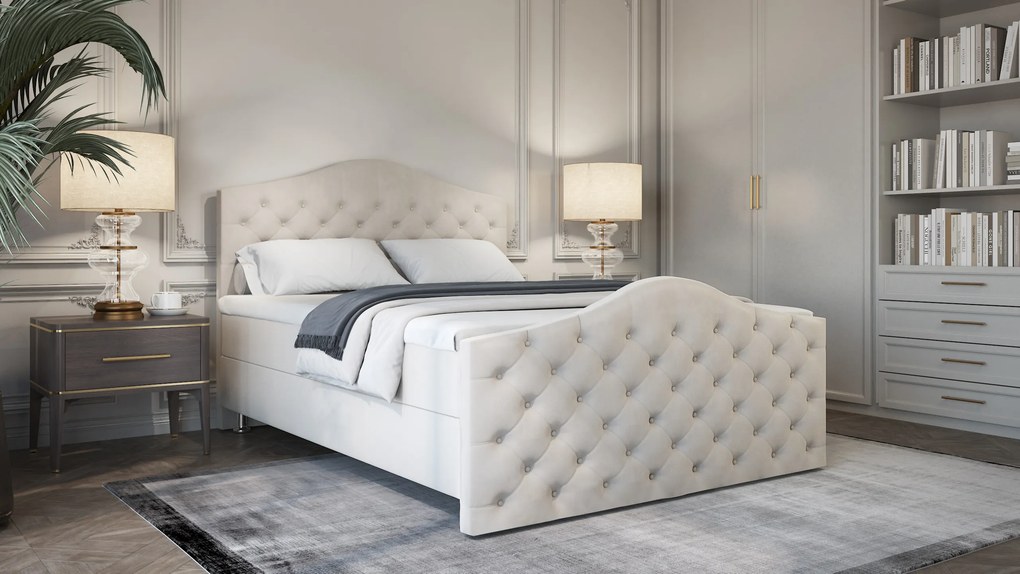 SFAB Kontinentální čalouněná postel ROMA (180x200 cm) Látka Velutto: Šedá (Velutto 18)