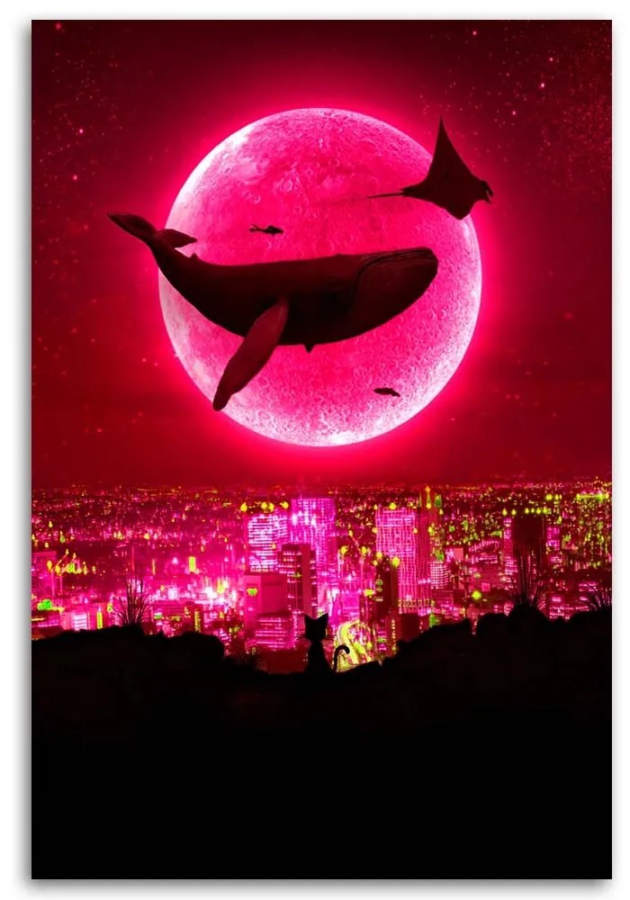 Gario Obraz na plátně Velryby na růžové obloze - Gab Fernando Rozměry: 40 x 60 cm
