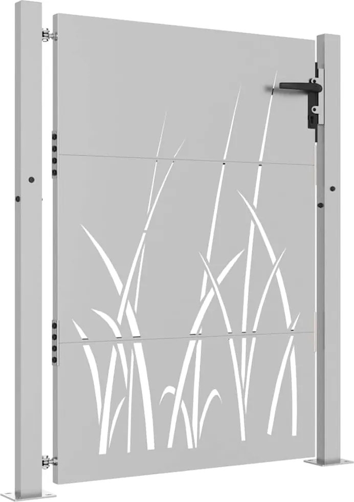 Zahradní branka 100 x 150 cm z cortenové oceli, design s trávou 153229