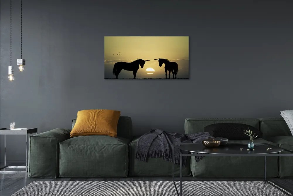 Obrazy na plátně Polní sunset jednorožci 100x50 cm