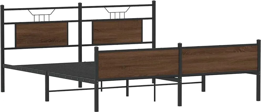 Kovový rám postele bez matrace hnědý dub 160 x 200 cm 3325135