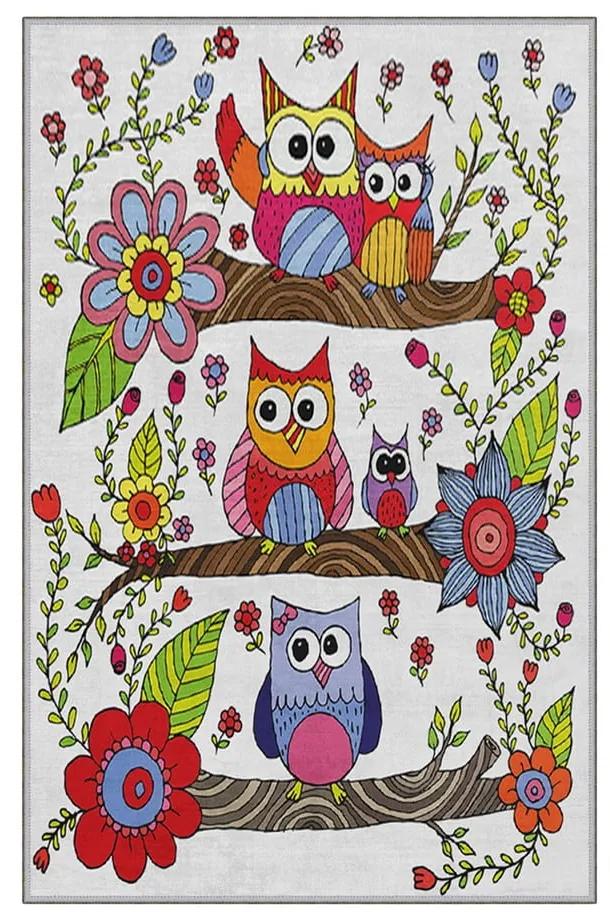 Dětský protiskluzový koberec Conceptum Hypnose Owls, 100 x 200 cm