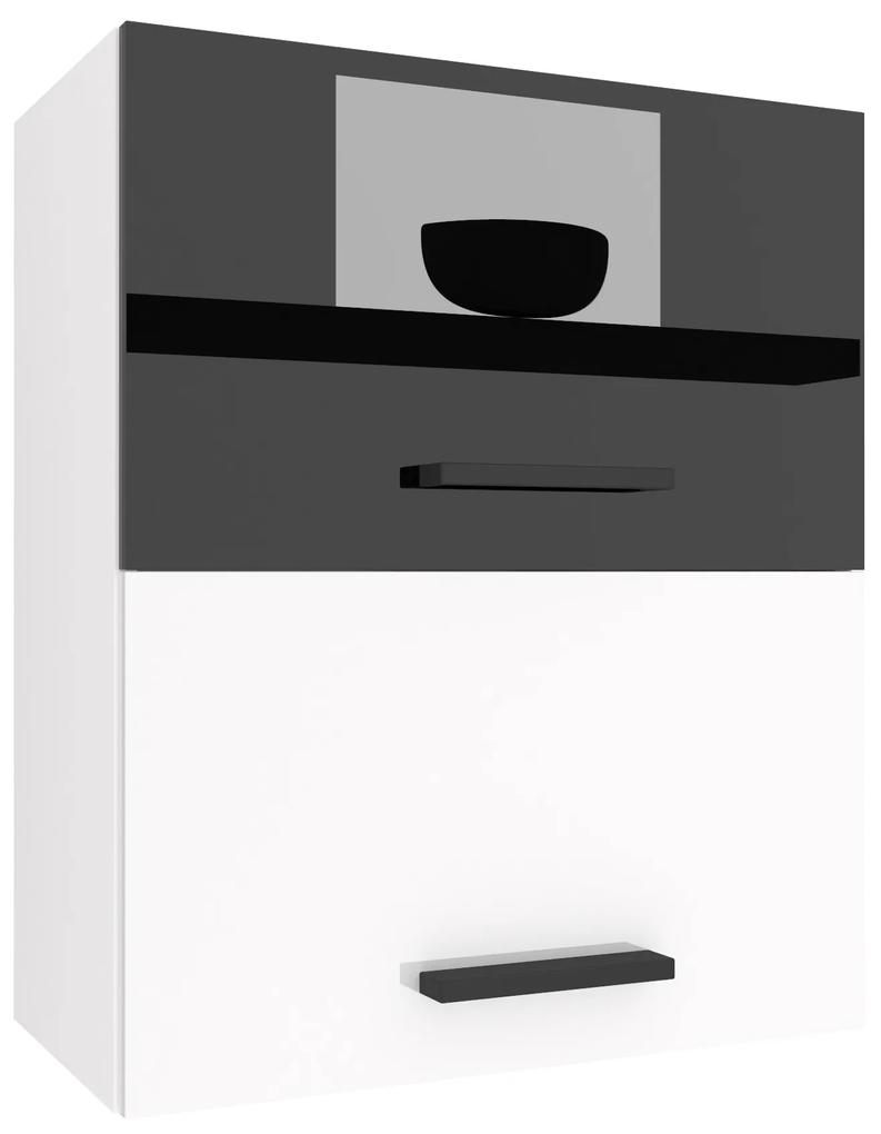 Kuchyňská skříňka Belini horní 60 cm černý lesk / bílý lesk  INF SGP2-60/1/WT/BW/0/B1