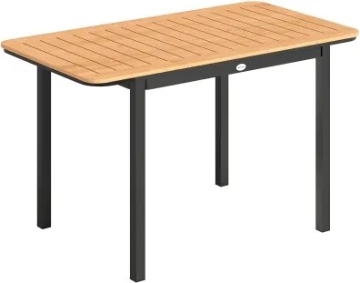 Outsunny zahradní stůl pro 6 osob, 127 x 70 cm, zahradní stůl s deskou z dřevoplastových lamel, kovový rám