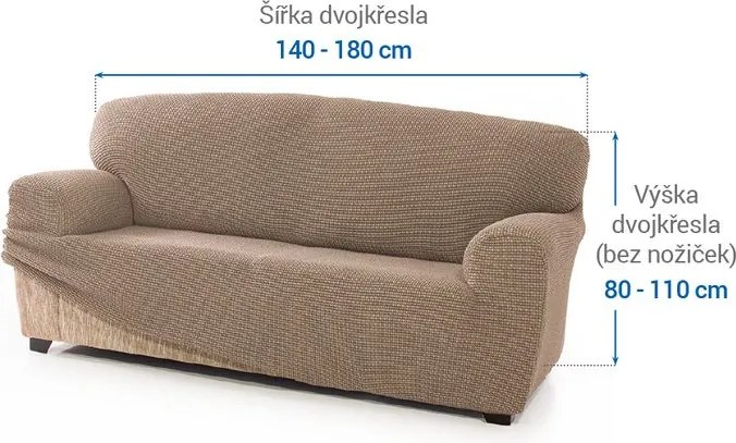 Super strečové potahy NIAGARA oříšková dvojkřeslo (š. 140 - 180 cm)