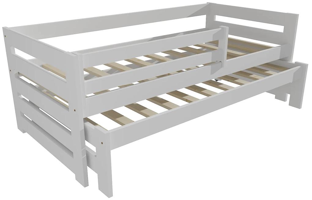 Vomaks Dětská postel s výsuvnou přistýlkou DPV 007 se zábranou Rozměr: 90 x 200 cm, Barva: moření dub