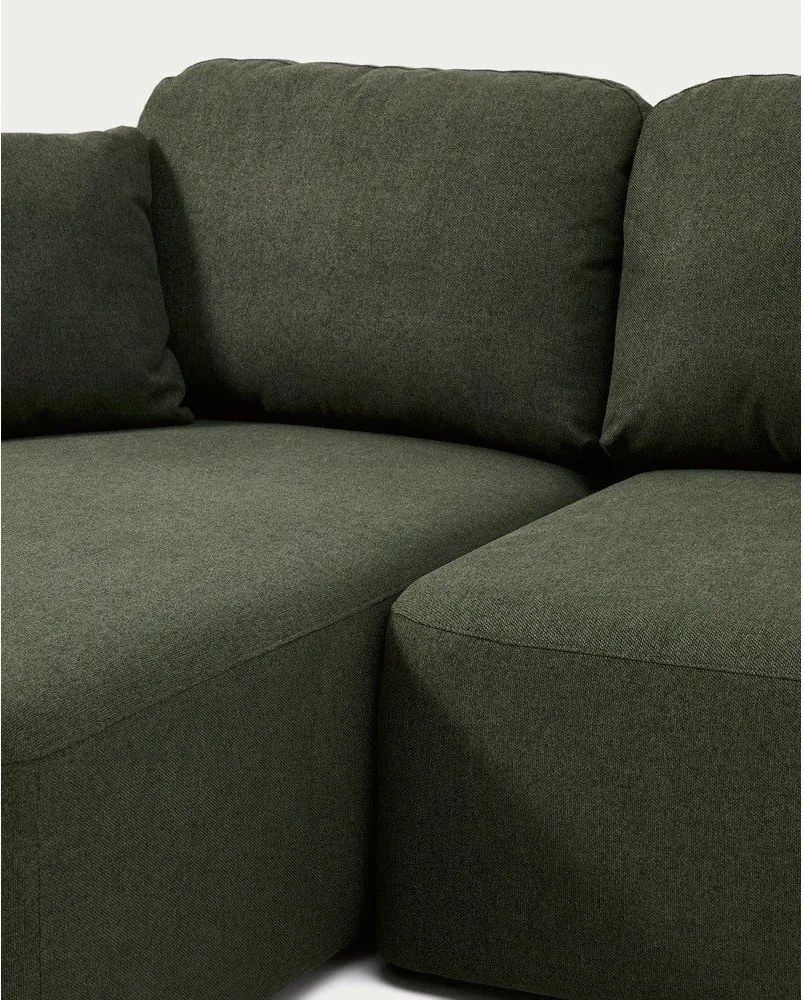Tmavě zelená žinylková rozkládací rohová pohovka (levý roh/s lenoškou) Laira – Kave Home