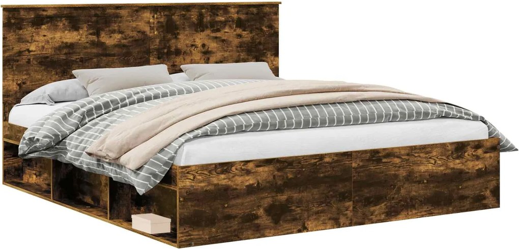 Rám postele Kouřový dub 180 x 200 cm Masivní borové dřevo 3410978
