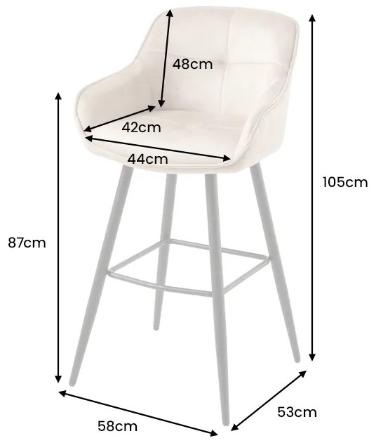 Designová barová židle Natasha šampaňský samet