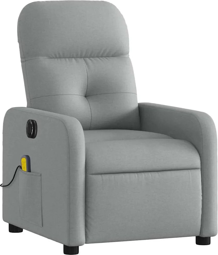 Elektrické masážní polohovací křeslo světle šedé textil 3206786