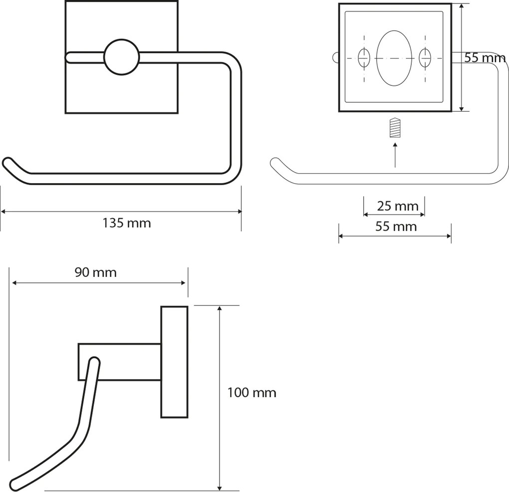 Sapho Sapho, X-SQUARE držák toaletního papíru bez krytu, 135x100x90 mm, chrom, XQ701