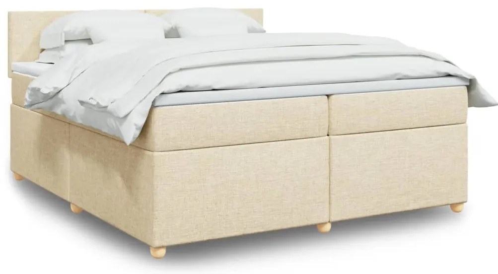 Box spring postel s matrací krémová 200x200 cm textil 3286785
