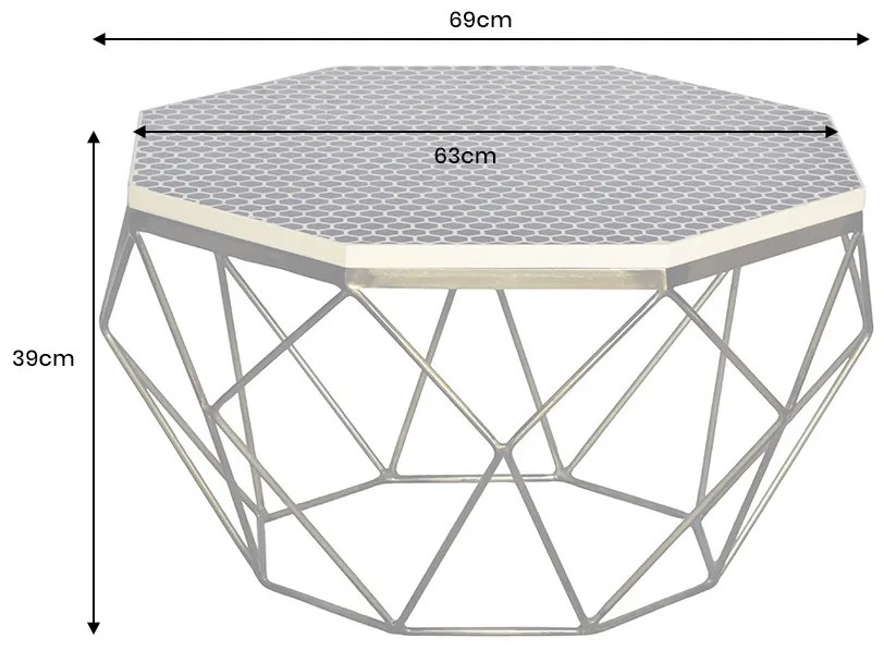 Designový konferenční stolek Beiwen 69 cm černo-bílý