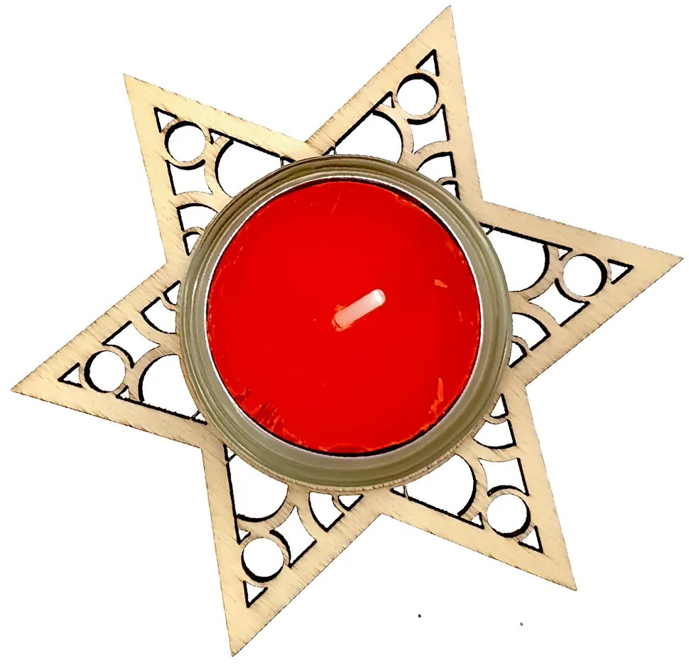 AMADEA Dřevěný svícen hvězda, průměr 11 cm