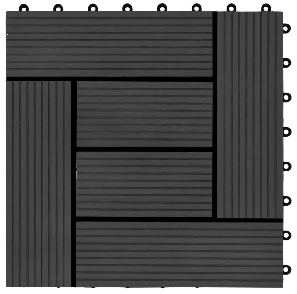 Terasové dlaždice z dřevoplastu 11 ks 30 x 30 cm 1 m² černé,  45026