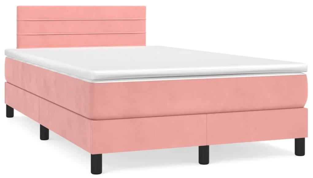Box spring postel s matrací a LED růžová 120 x 190 cm samet,  3270164