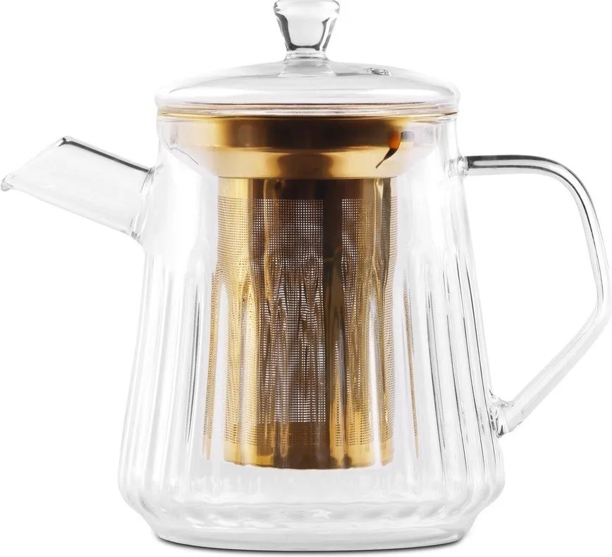 Skleněná konvice na čaj se sítkem ve zlaté barvě 900 ml Mia – Vialli Design