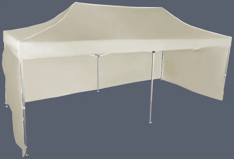Nůžkový stan 3x6m hliníkový, 3 boční plachty, Béžová