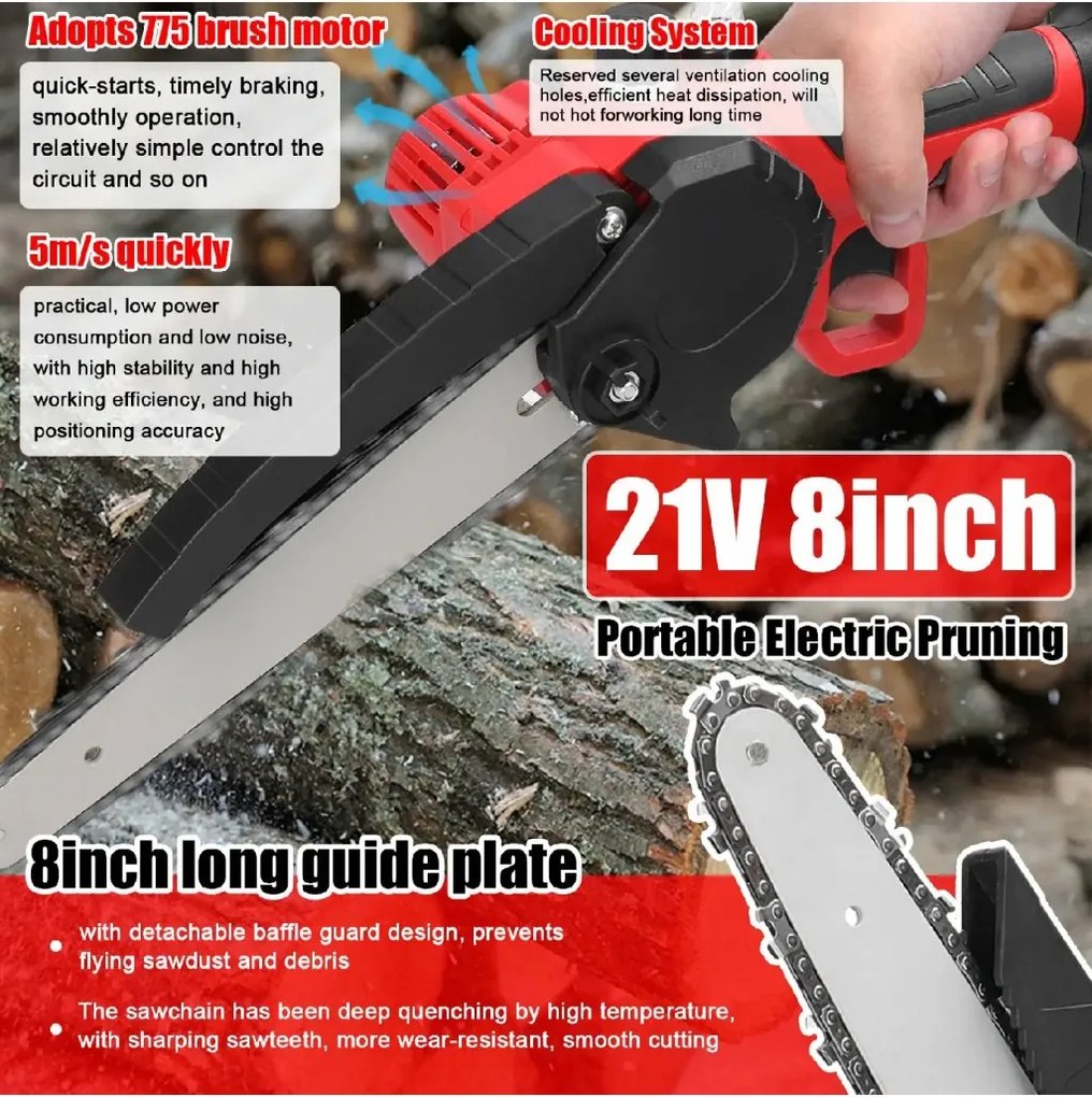 AKU pilka s olejovým mazáním, 2x baterie 8" 21V