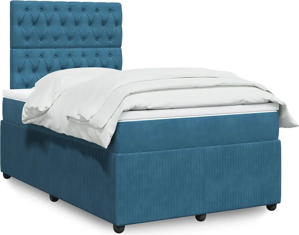 Box spring postel s matrací modrá 120 x 190 cm samet 3294596