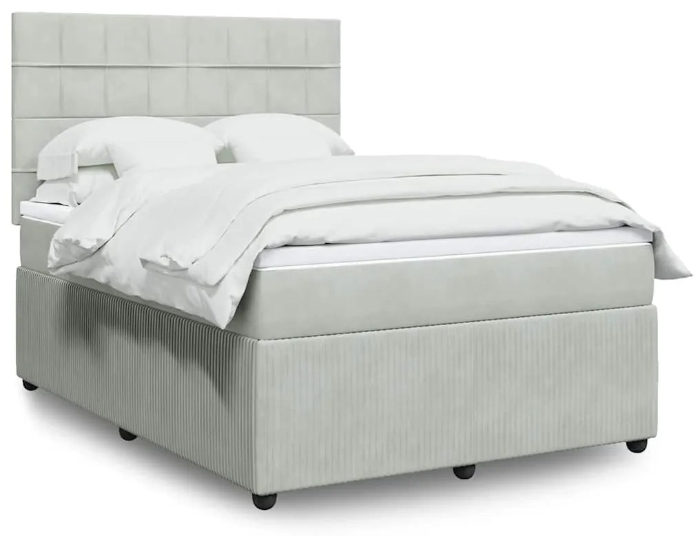 Box spring postel s matrací světle šedá 140x200 cm samet 3292358