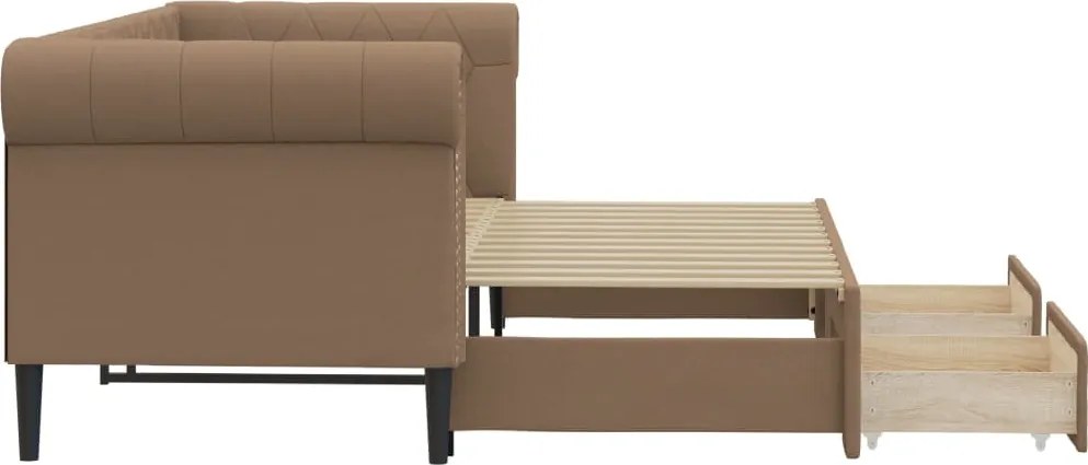 Válenda s přistýlkou a zásuvkami cappuccino 90x200cm umělá kůže 3197734