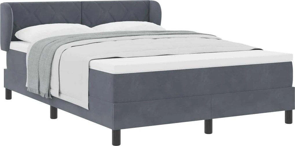 Postel s boxspringem s čelo Tmavě šedá 140 x 190 cm samet 3340437