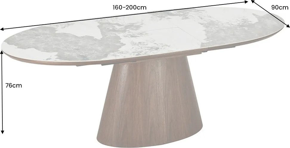 Oválný rozkládací jídelní stůl Parthenia 160-200 cm přírodní kámen