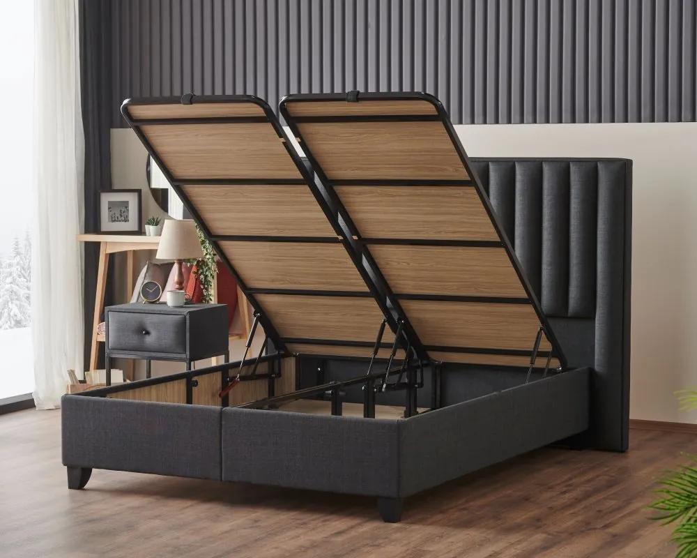 Čalouněná postel REGAL s matrací - antracit 120 × 200 cm