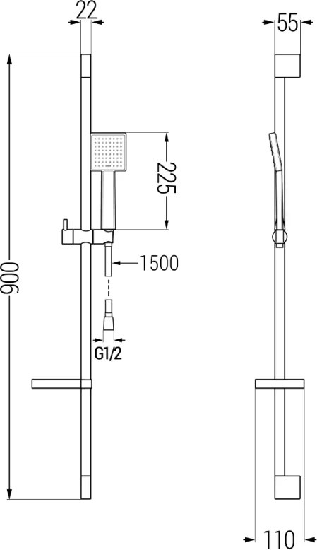 Mexen sprchový set DS45, černá, 785454583-70