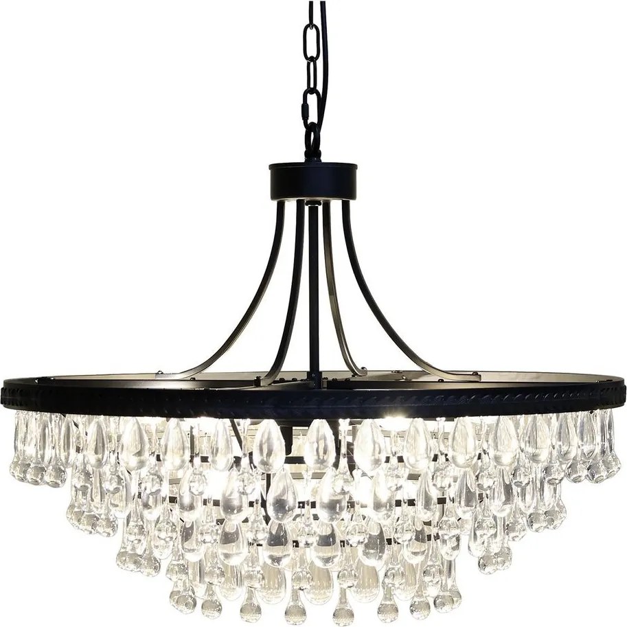 Černý antik lustr s kapkovitými krystaly Versailles - 90*59cm/ E14/ 40W