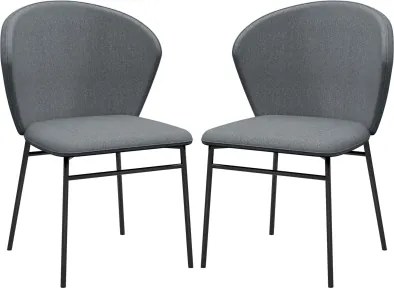 HOMCOM 2 ks jídelních židlí s čalouněným sedákem v lněném vzhledu, stabilní ocelové nohy, moderní design, šedá